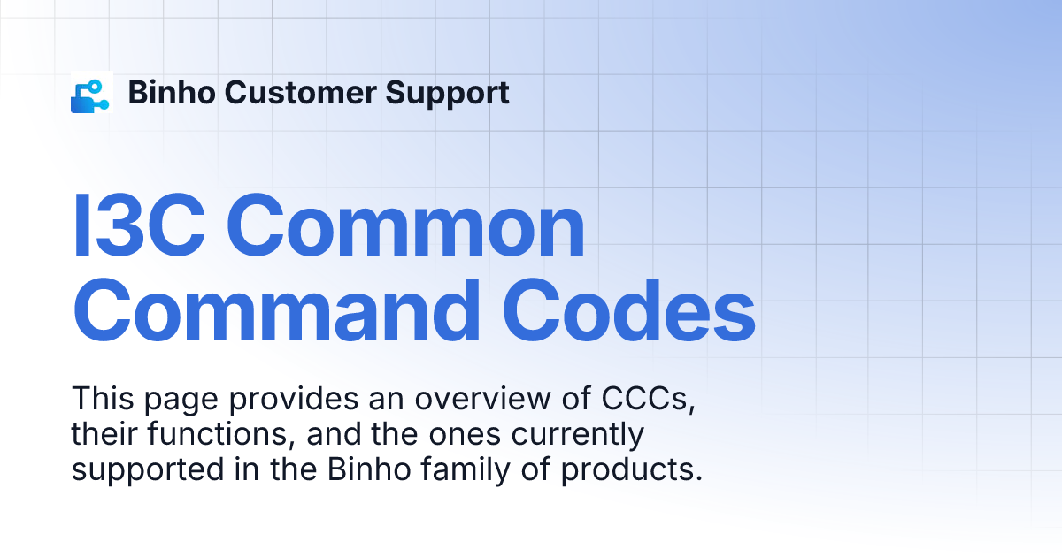 I3C Common Command Codes | Binho Customer Support